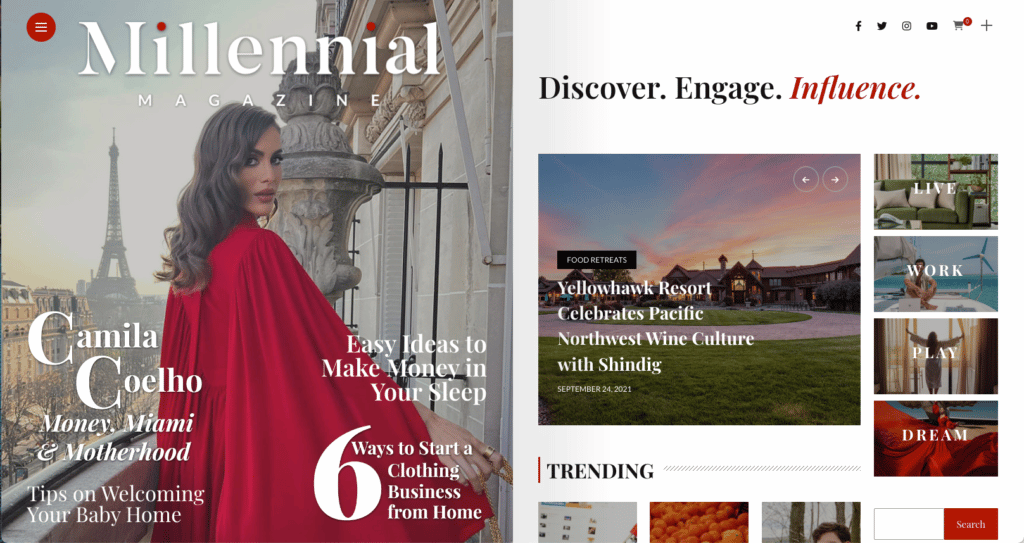 Homepage Screenshot - Millennial Magazine